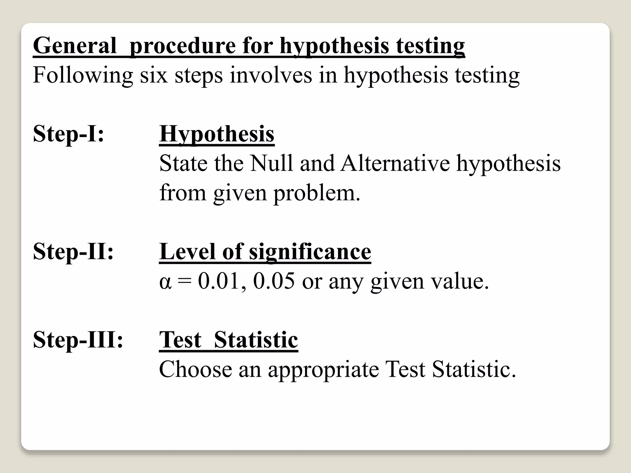 General concept for hypohtesis testing | PPTX