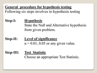 General concept for hypohtesis testing | PPT