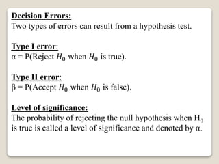 General concept for hypohtesis testing | PPT