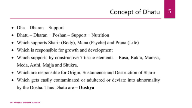 GENERAL CONCEPT OF DHATU | PPTX