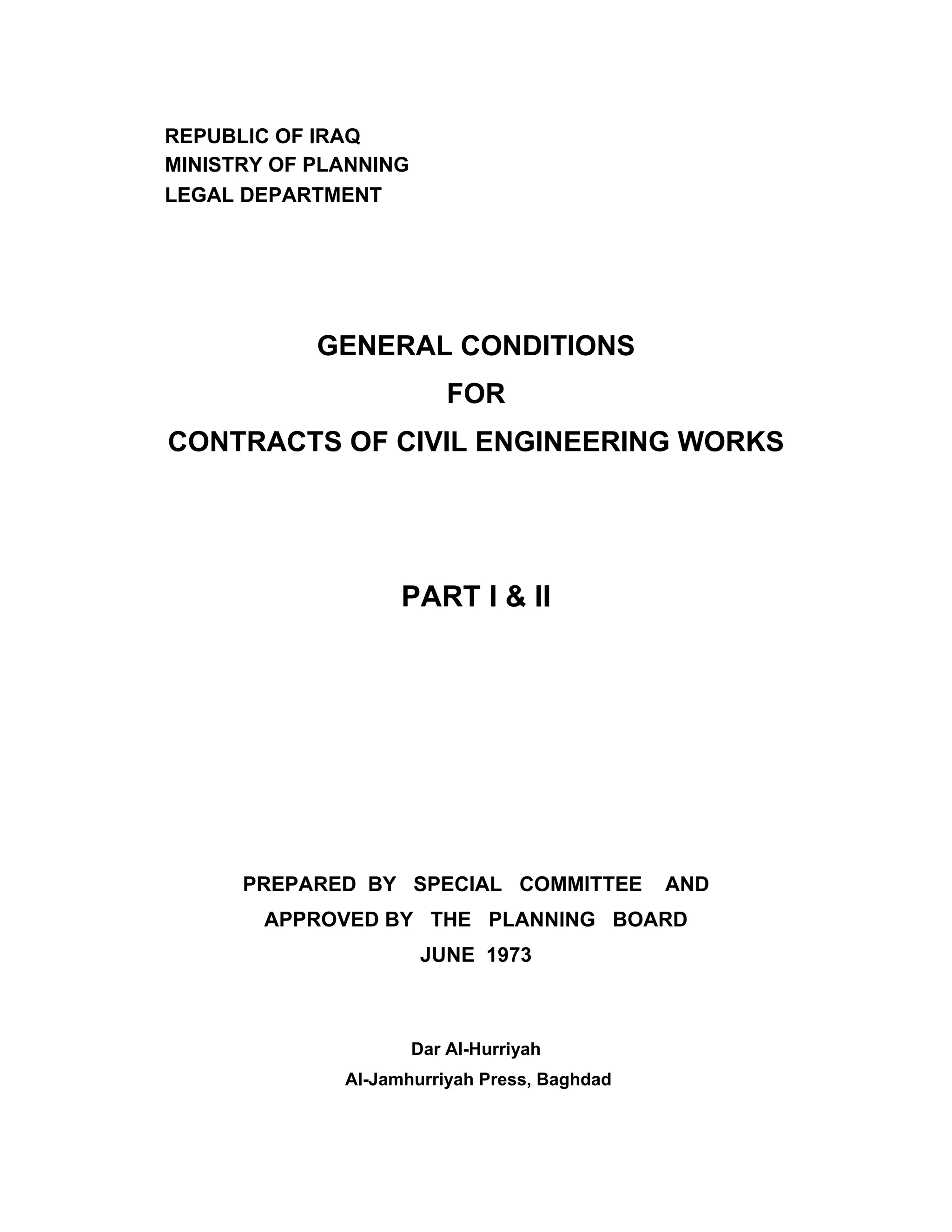 GENERAL CONDITIONS FOR CONTRACTS OF CIVIL ENGINEERING WORKS | PDF