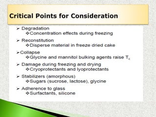 General consideration for process design of lyophilized product | PPT