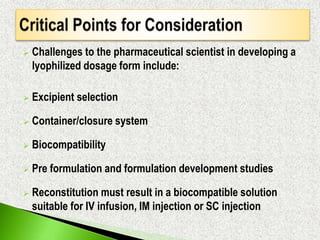 General consideration for process design of lyophilized product | PPT