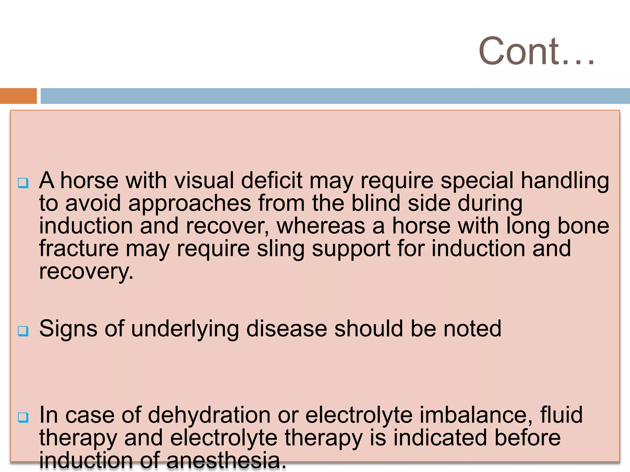 General considerations in large animal anesthesia | PPTX