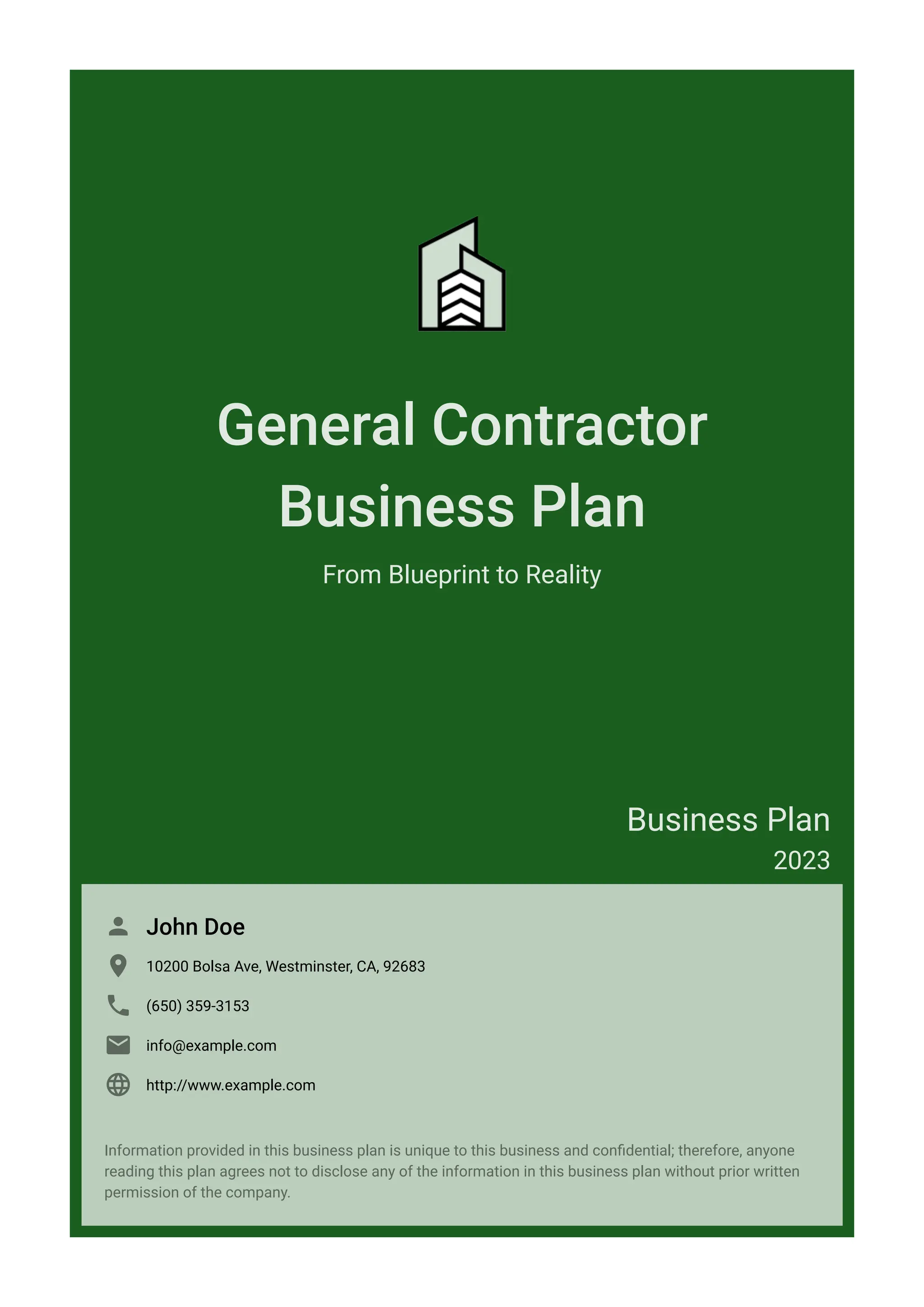 general contractor business plan example | PDF