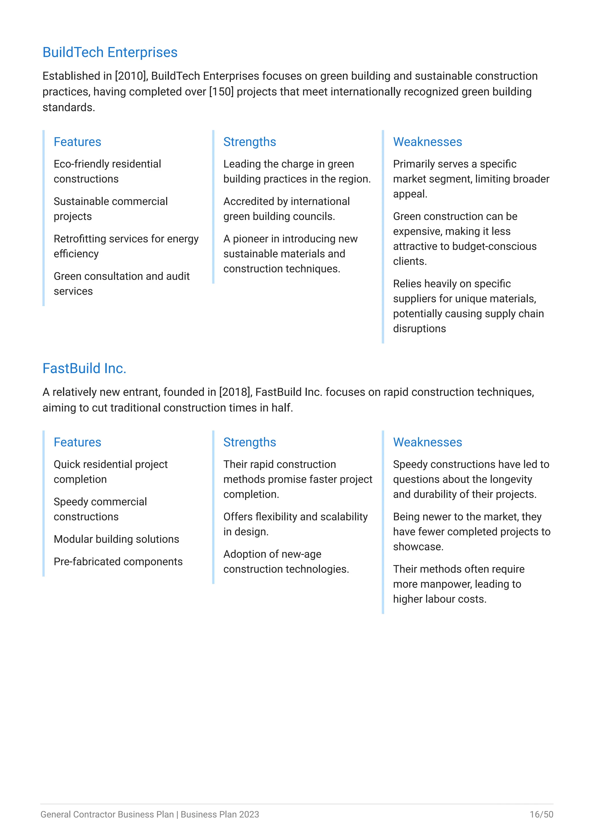 general contractor business plan example | PDF