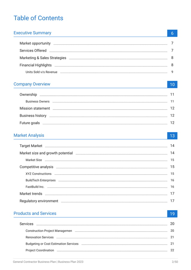 general contractor business plan example | PDF