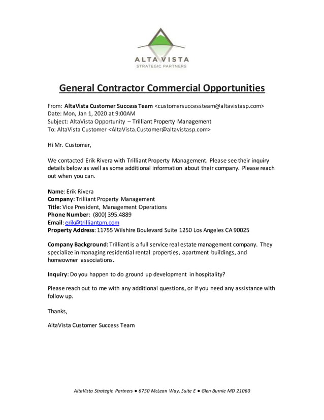 General Contractor Commercial Opportunities | PDF