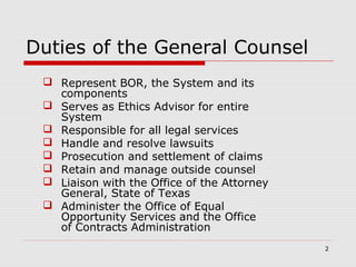 General Counsel Presentation | PPT
