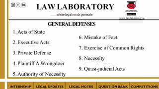 General Defences in Tort Law | PPTX