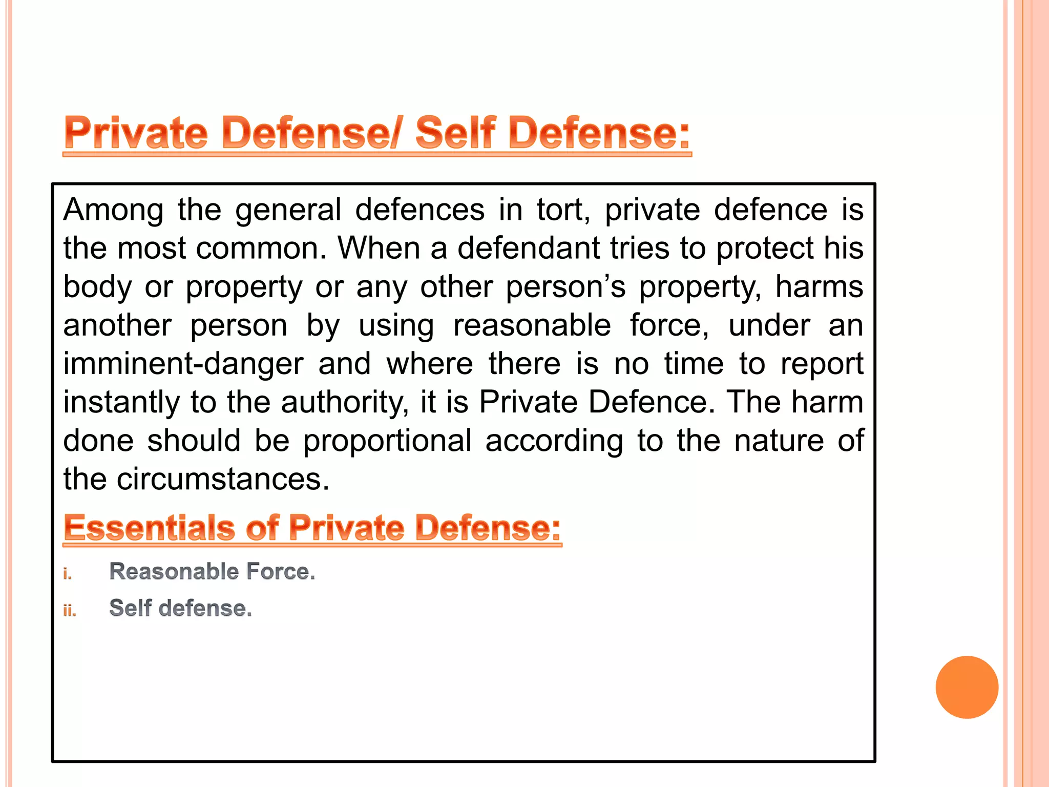 General defences of tort | PPTX