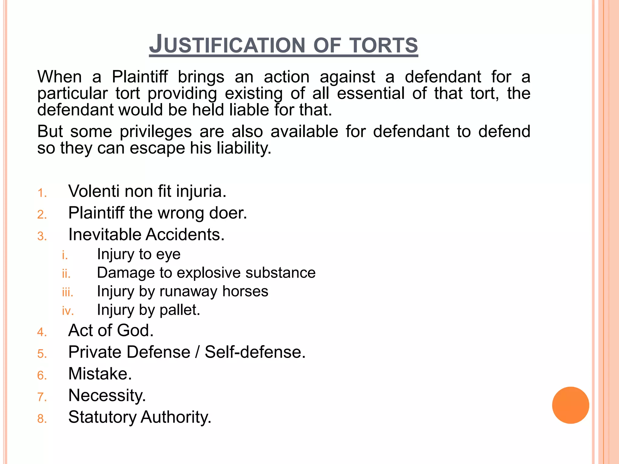 General defences of tort | PPTX