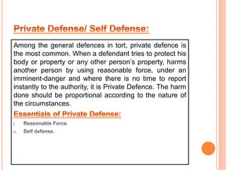 General defences of tort | PPTX