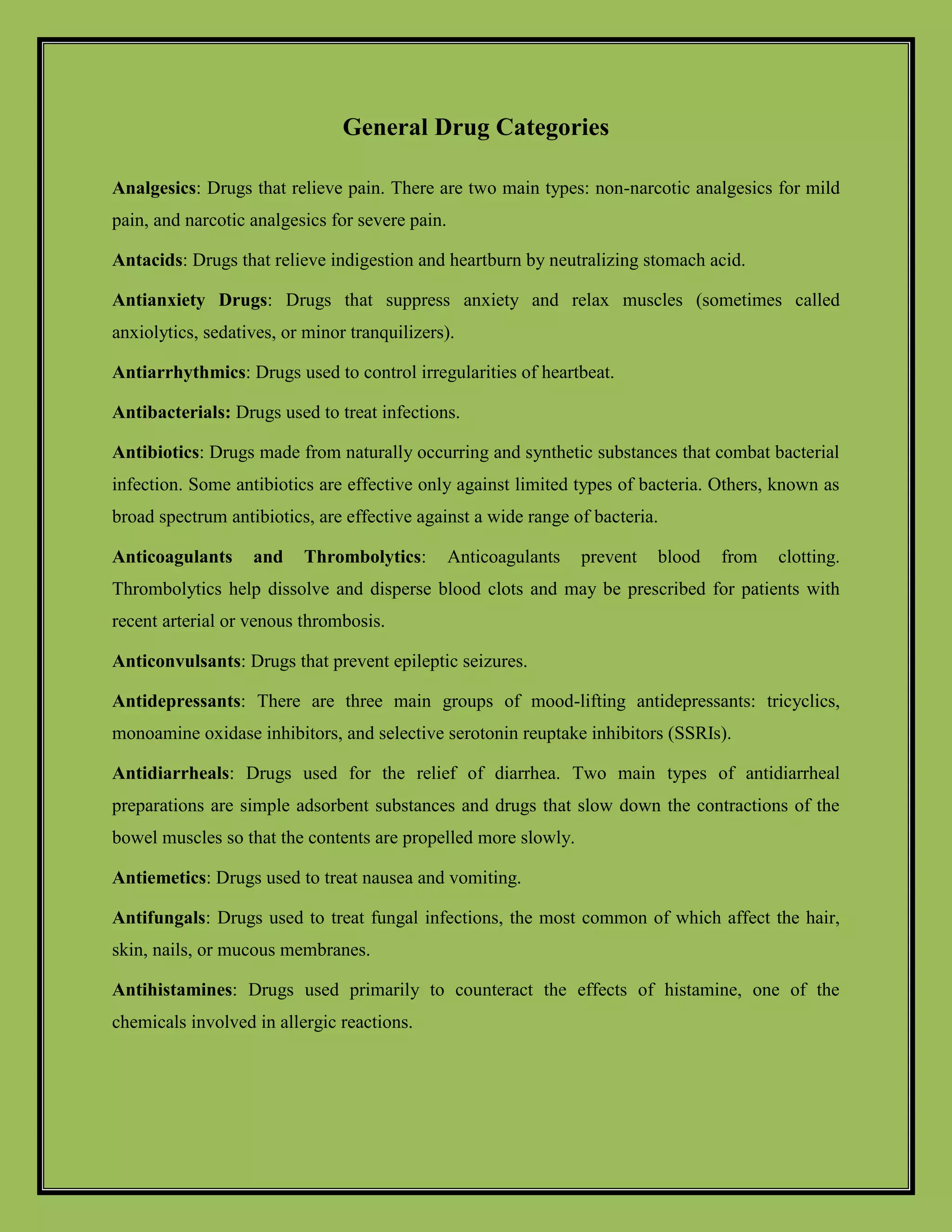 General drug categories | PDF