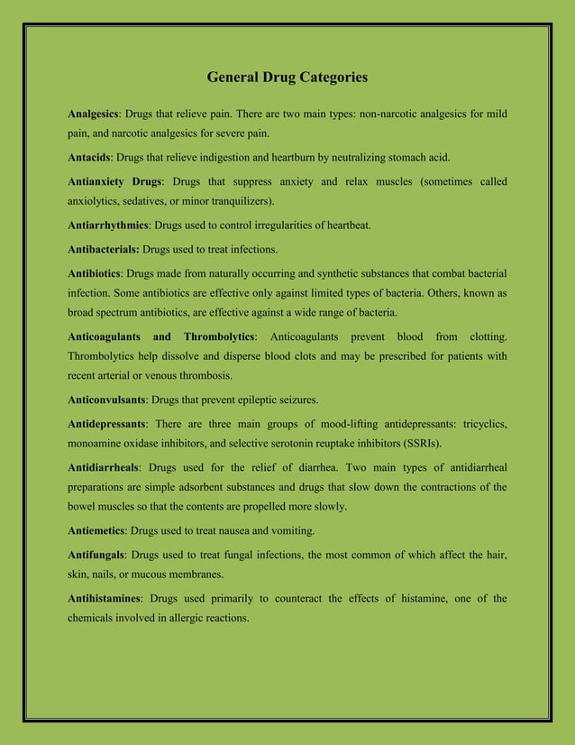 General drug categories | PDF