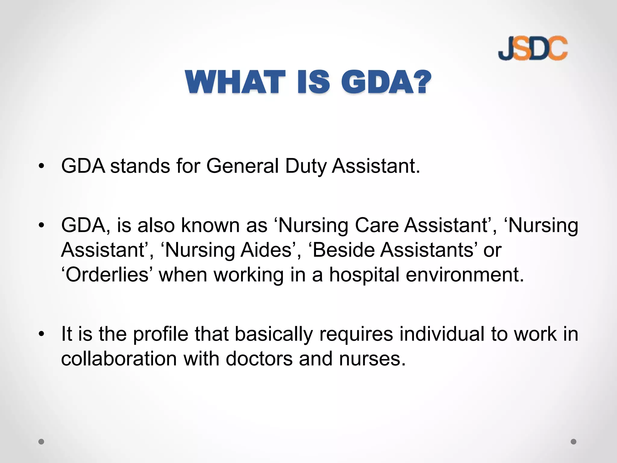 General Duty Assistant ( Nursing Care Assistant ) | PPTX