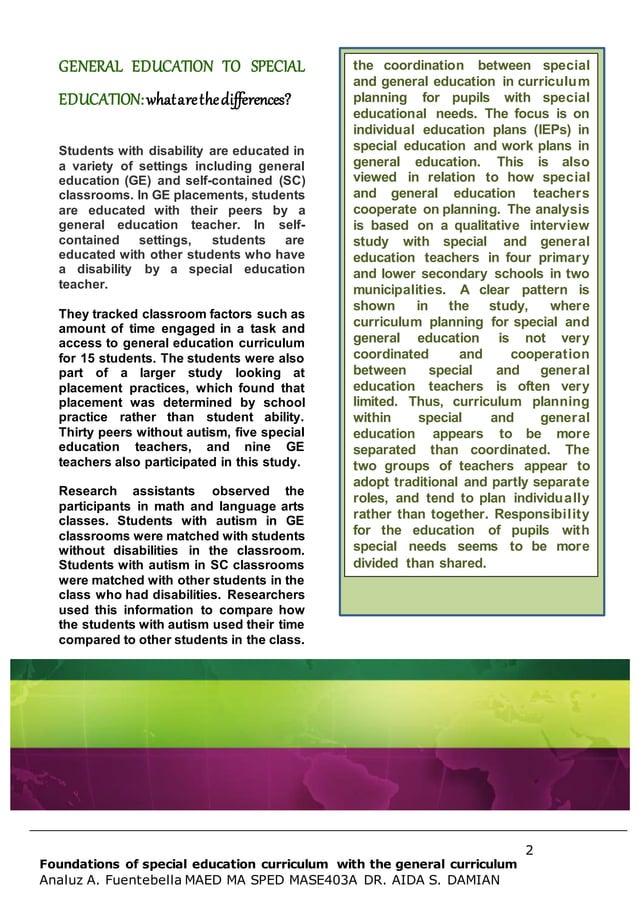 General education and special education curriculum | DOCX | Special ...