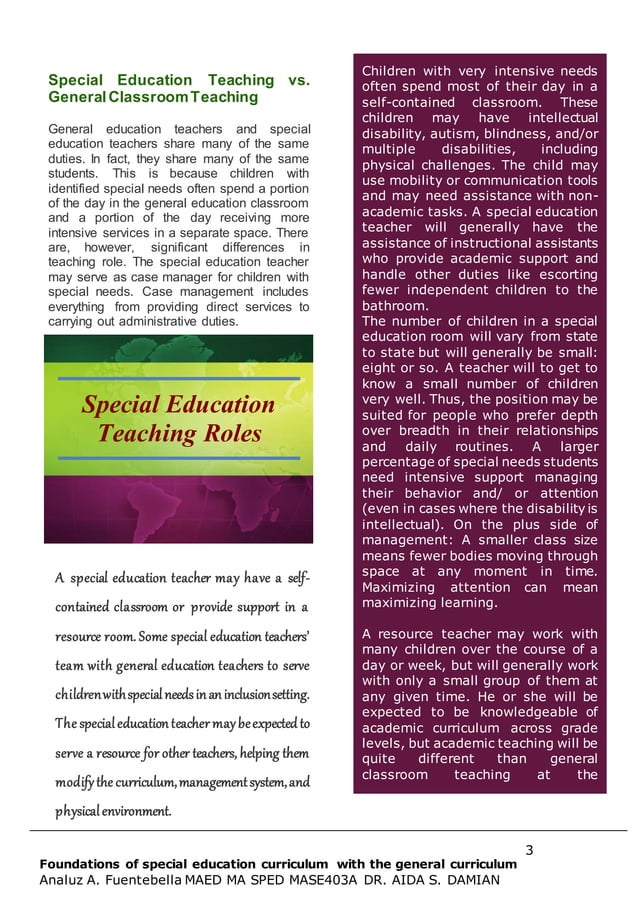 General education and special education curriculum | DOCX | Special ...