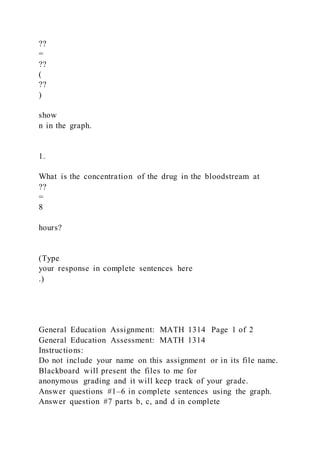 General Education Assessment MATH 1314InstructionsDo not inc | DOCX