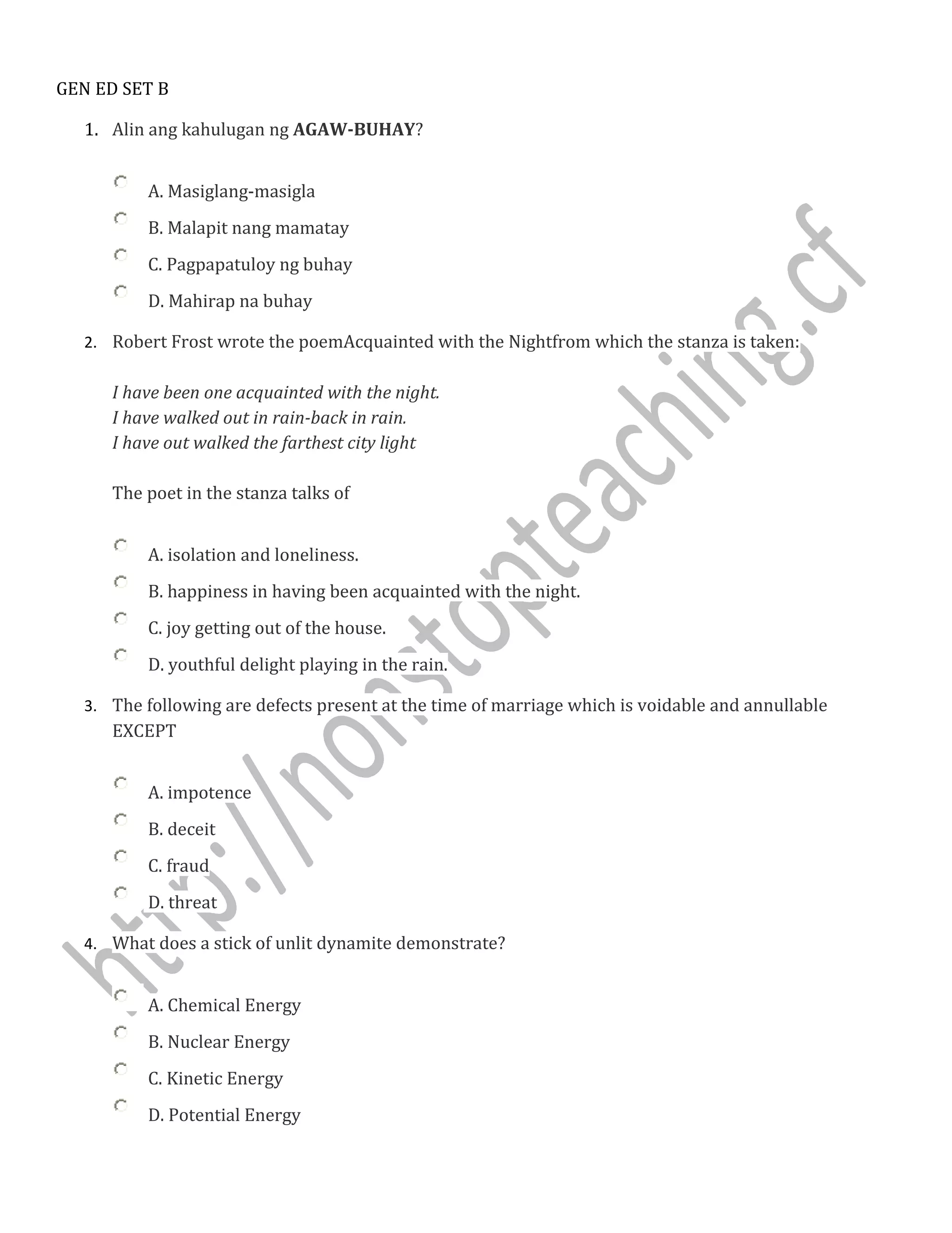 LET Sample Exam General education set b | PDF