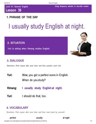 General English Conversation Level A1 | PDF