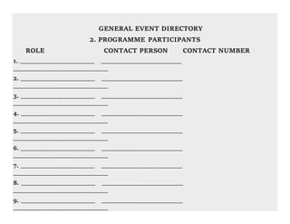 General Event Directory | PPT