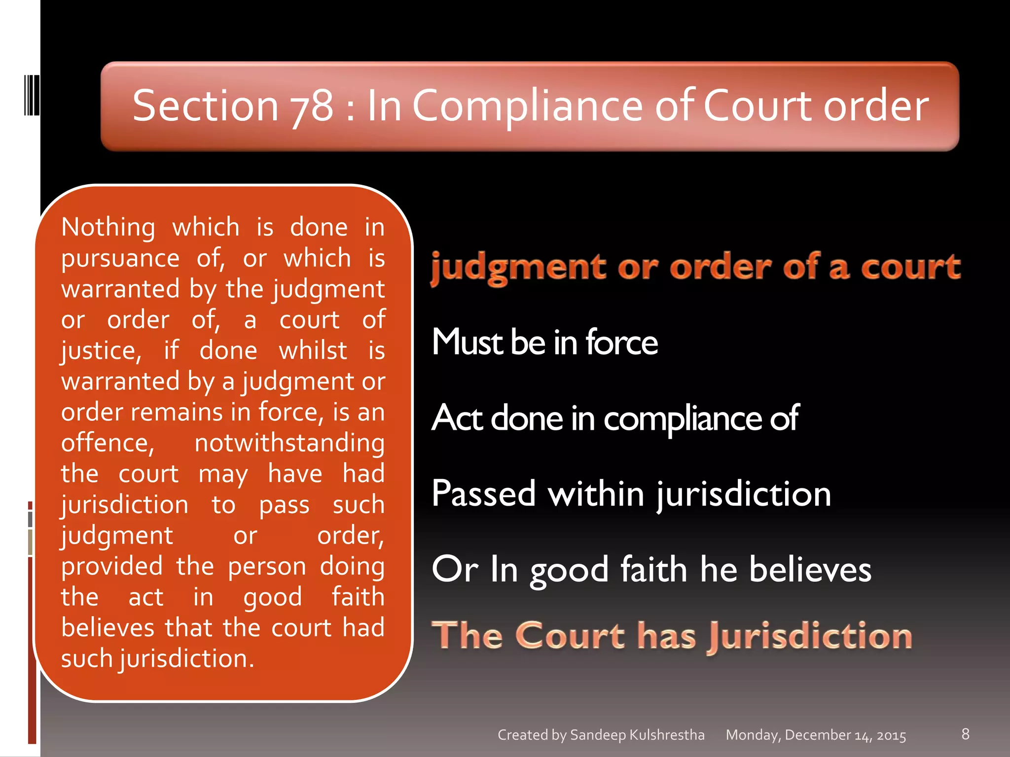 General exceptions Indian Penal Code, (S. 76 to 106) | PDF