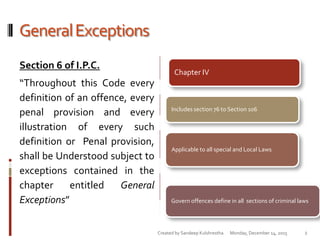 General exceptions Indian Penal Code, (S. 76 to 106) | PDF