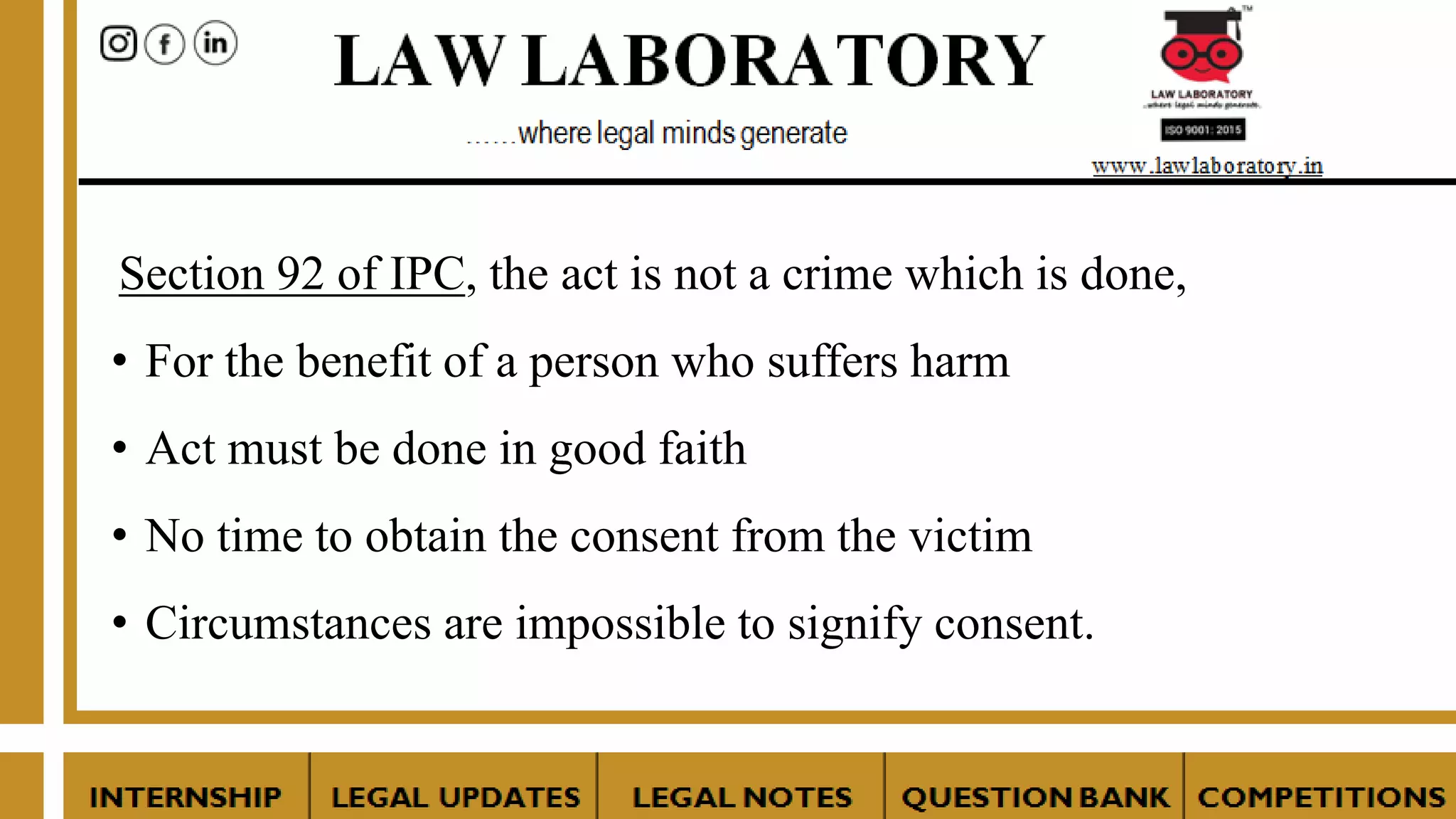 General Exception under Indian Penal Code | PPTX | Law