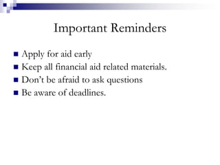 General Financial Aid for Parents | PPTX