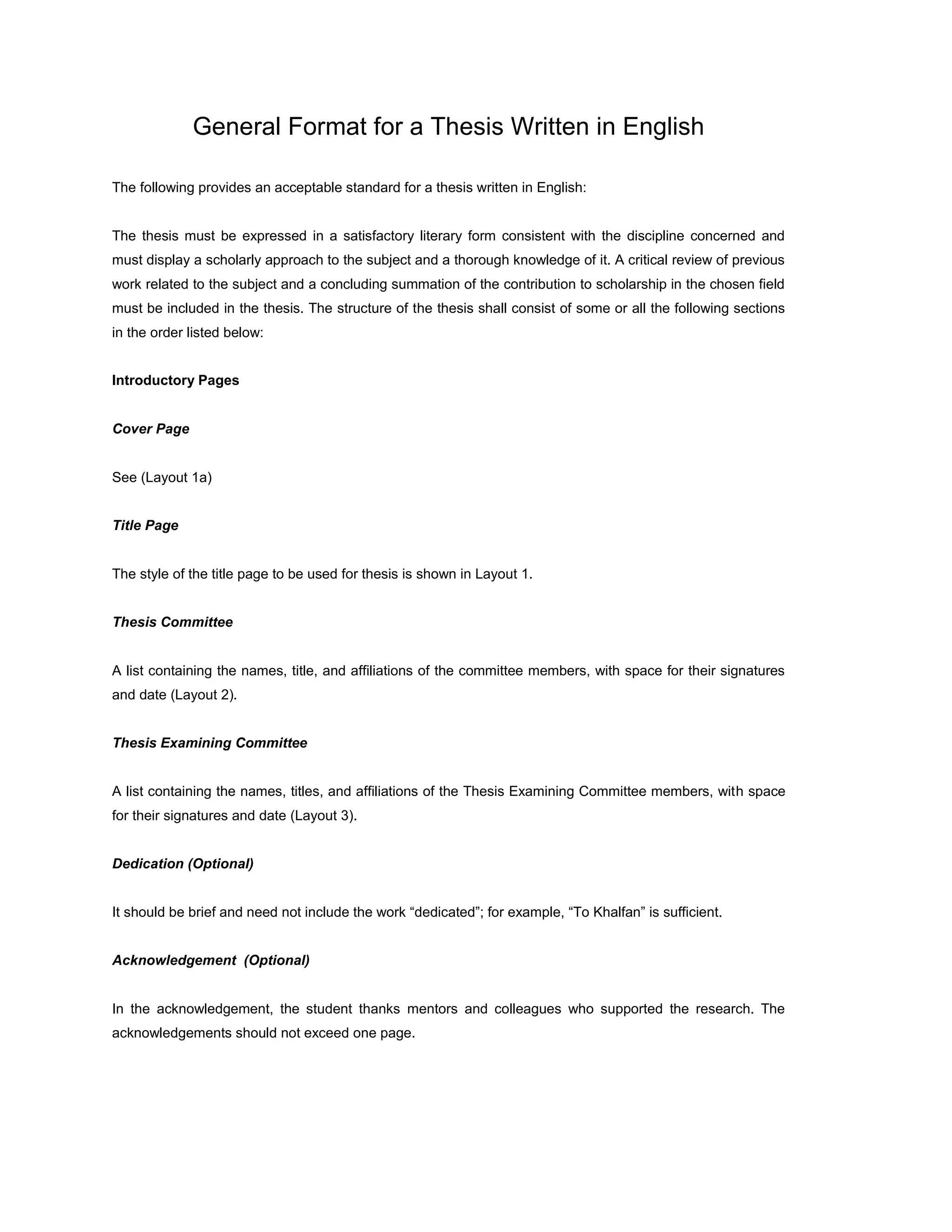 General format for a thesis written in english | DOCX