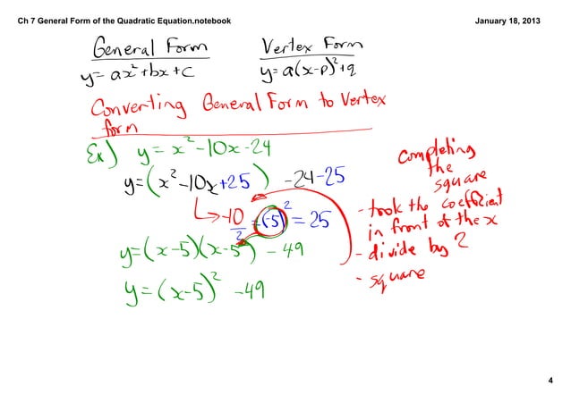 General form of the quadratic equation | PPT