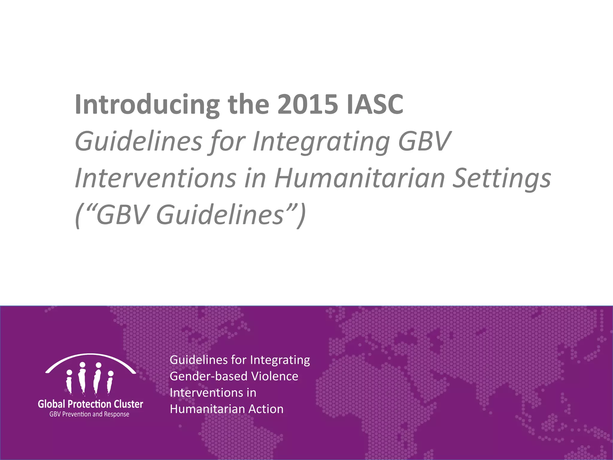 Guidelines for Integrating Gender-based Violence in Interventions in Humanitarian Action | PPTX
