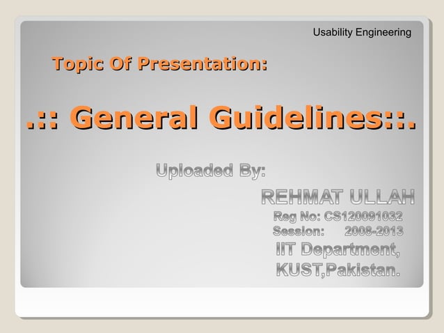 Usability Engineering General guidelines | PPT | Operating Systems | Computer Software and ...