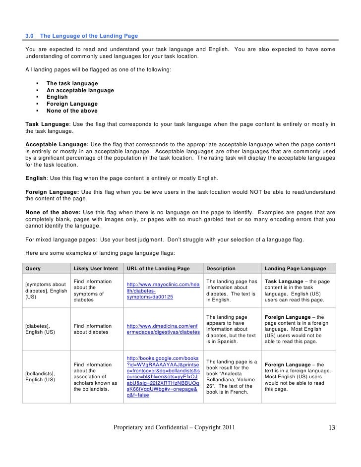 General guidelines 2011