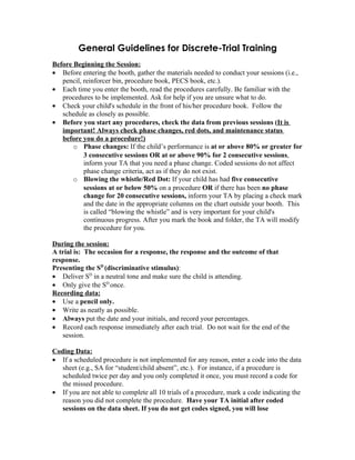 General guidelines for discrete trial teaching | PDF
