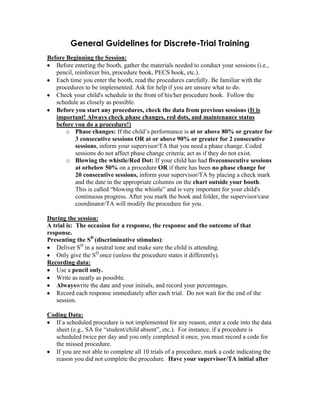 General guidelines for discrete trial teaching | PDF