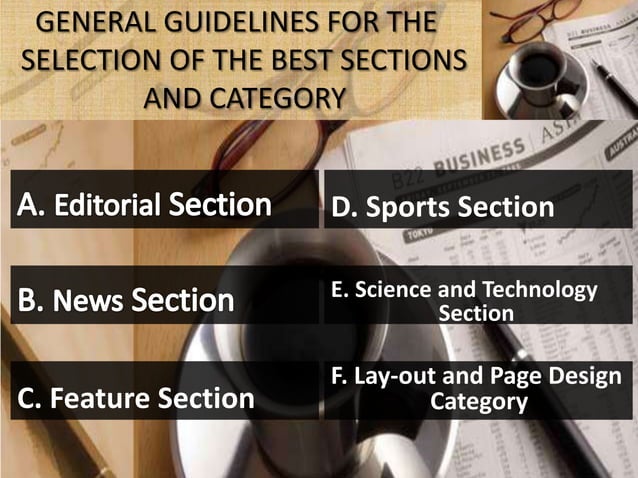 General guidelines for the selection of the best sections and category ...