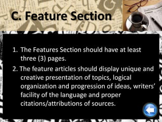 General guidelines for the selection of the best sections and category ...