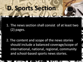 General guidelines for the selection of the best sections and category ...