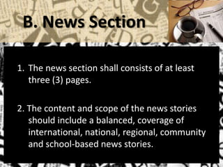 General guidelines for the selection of the best sections and category ...