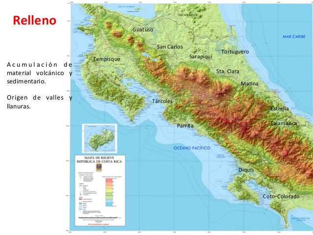 Costa Rica Mapa De Cordilleras