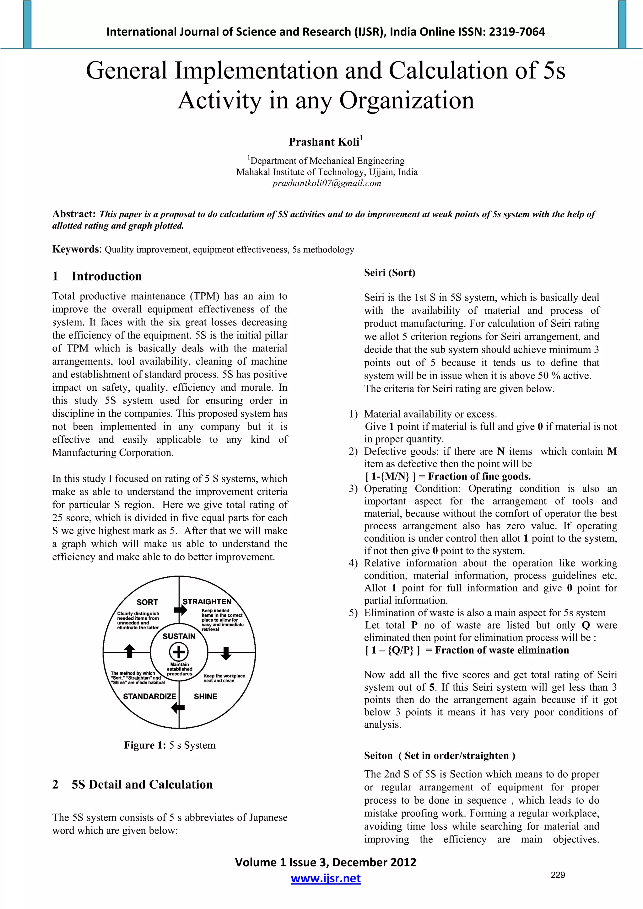 General implementation and calculation of 5s activity in any organization | PDF | Business ...