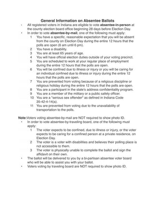General information on absentee ballots | PDF | Elections | Politics
