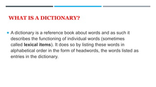 General information on dictionary use | PPSX