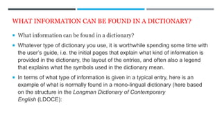 General information on dictionary use | PPSX