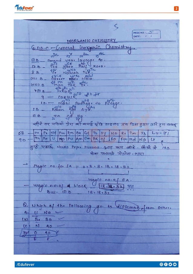 General Inorganic Chemistry - Chemistry Handwritten Notes | PDF