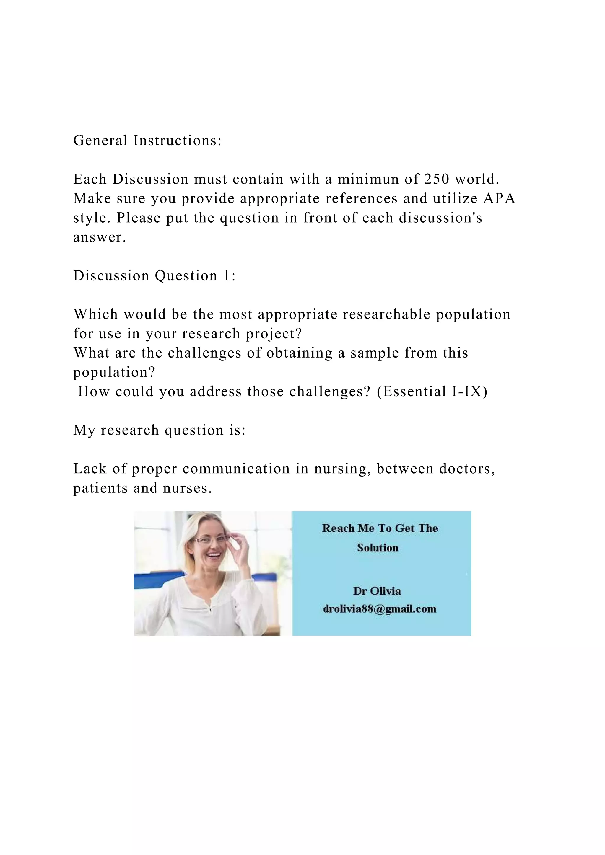 General Instructions Each Discussion must contain with a mi.docx