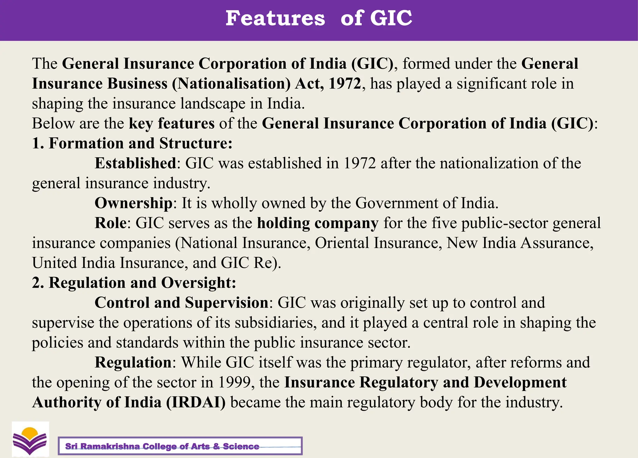 General Insurance Act - Features, Types.ppt