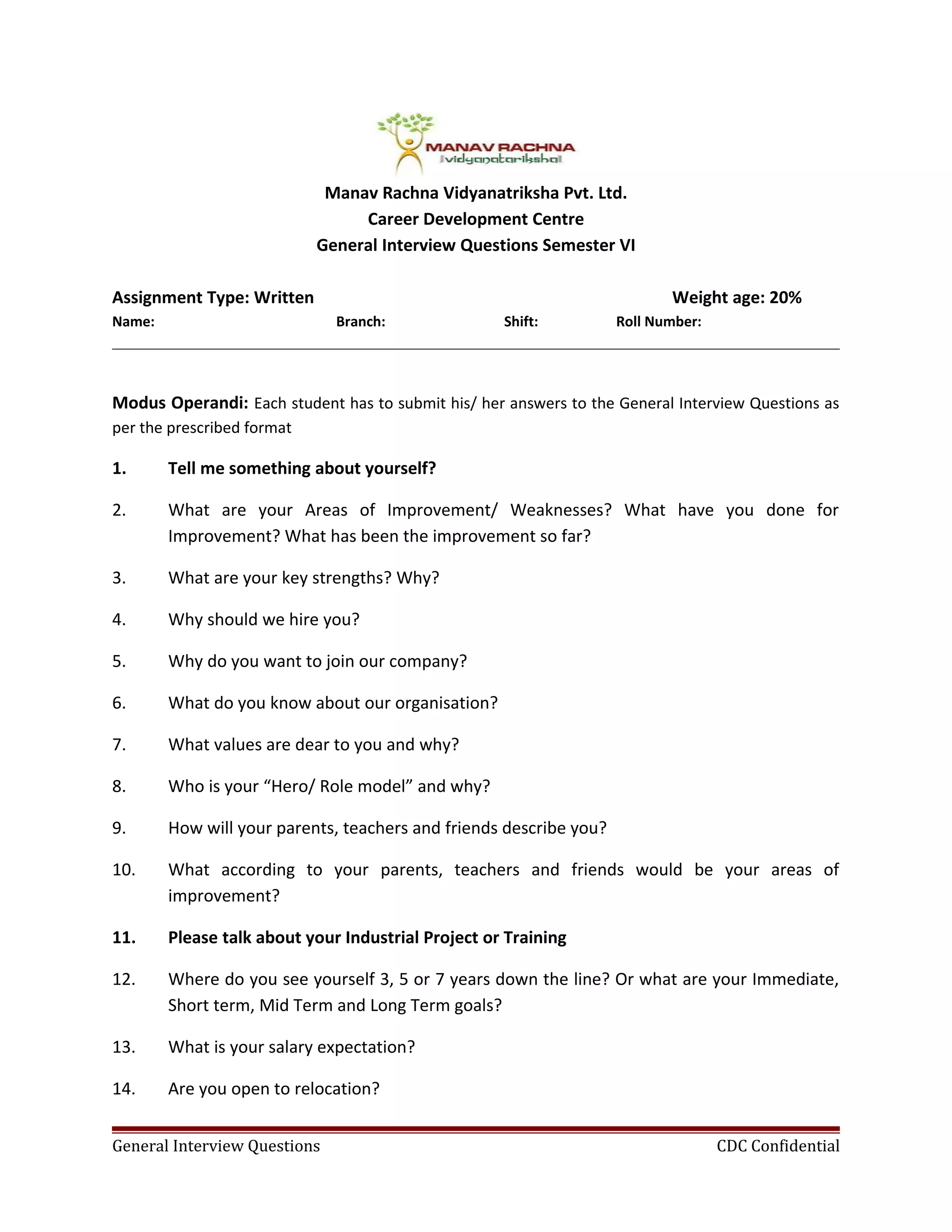 General interview questions (1) | PDF